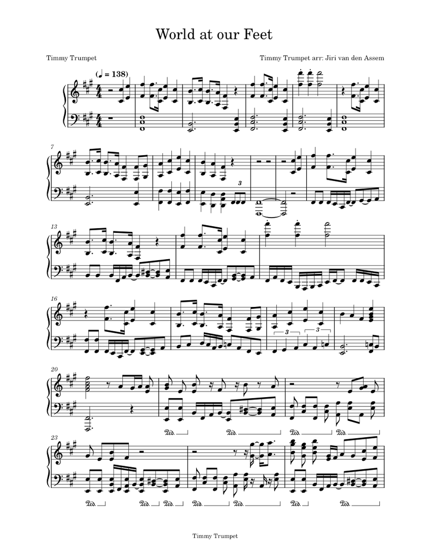 World at our feet – Timmy Trumpet Sheet music for Piano (Solo ...