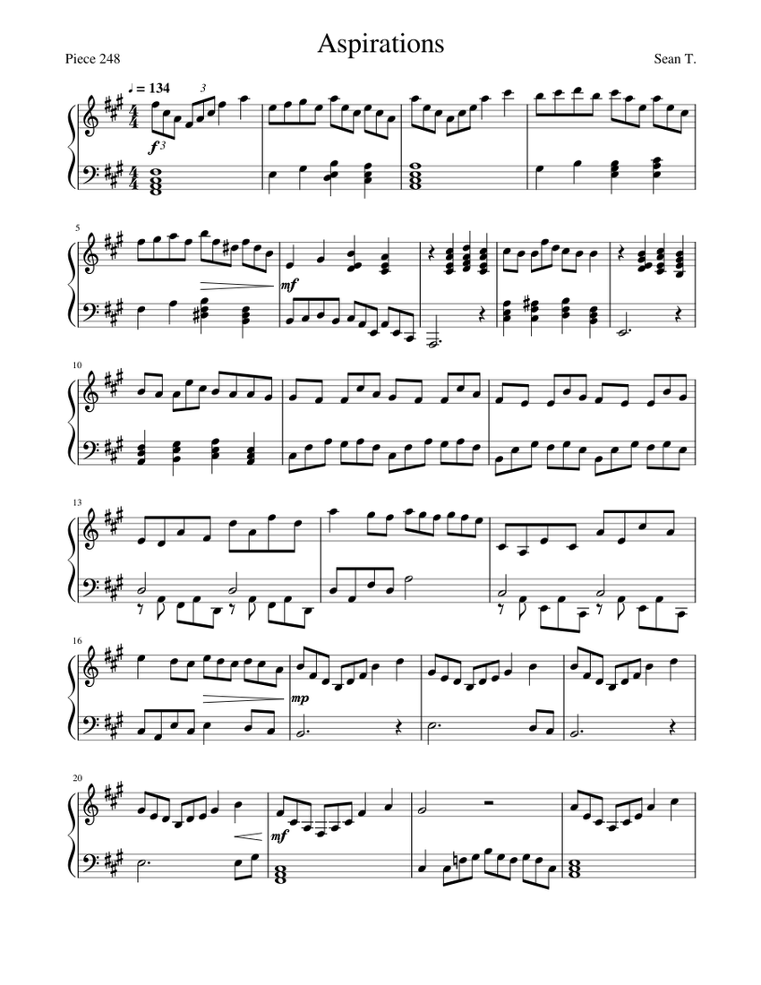 Aspirations Sheet music for Piano (Solo) | Musescore.com