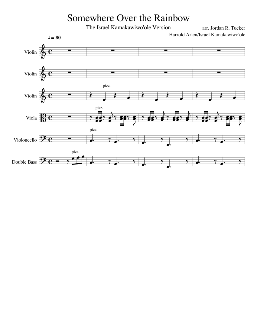 Somewhere Over the Rainbow Sheet music for Contrabass, Violin, Viola ...