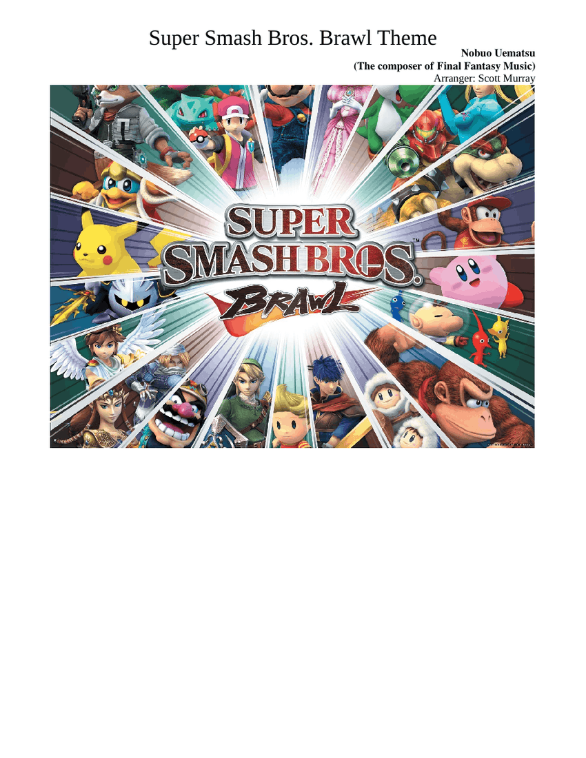 Super Smash Bros. Brawl Theme Sheet music for Trombone, Tuba, Flute ...