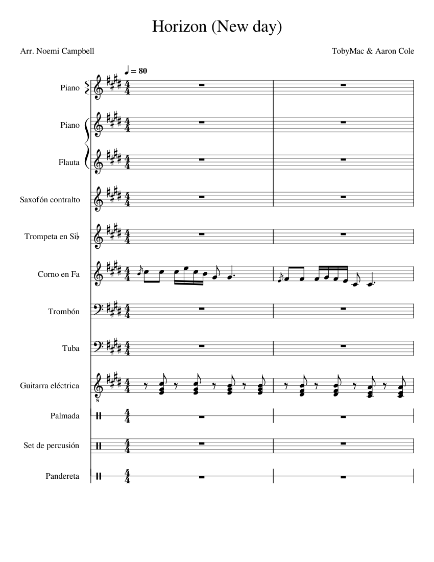 Horizon (A New Day) (Stereovision Remix) – tobyMac Sheet Music for ...