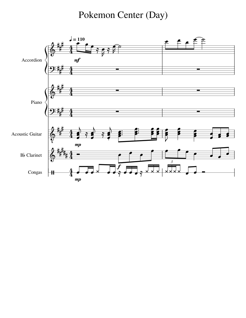 Pokemon Project/ Pokemon Center (Day) Sheet Music for Piano, Accordion ...