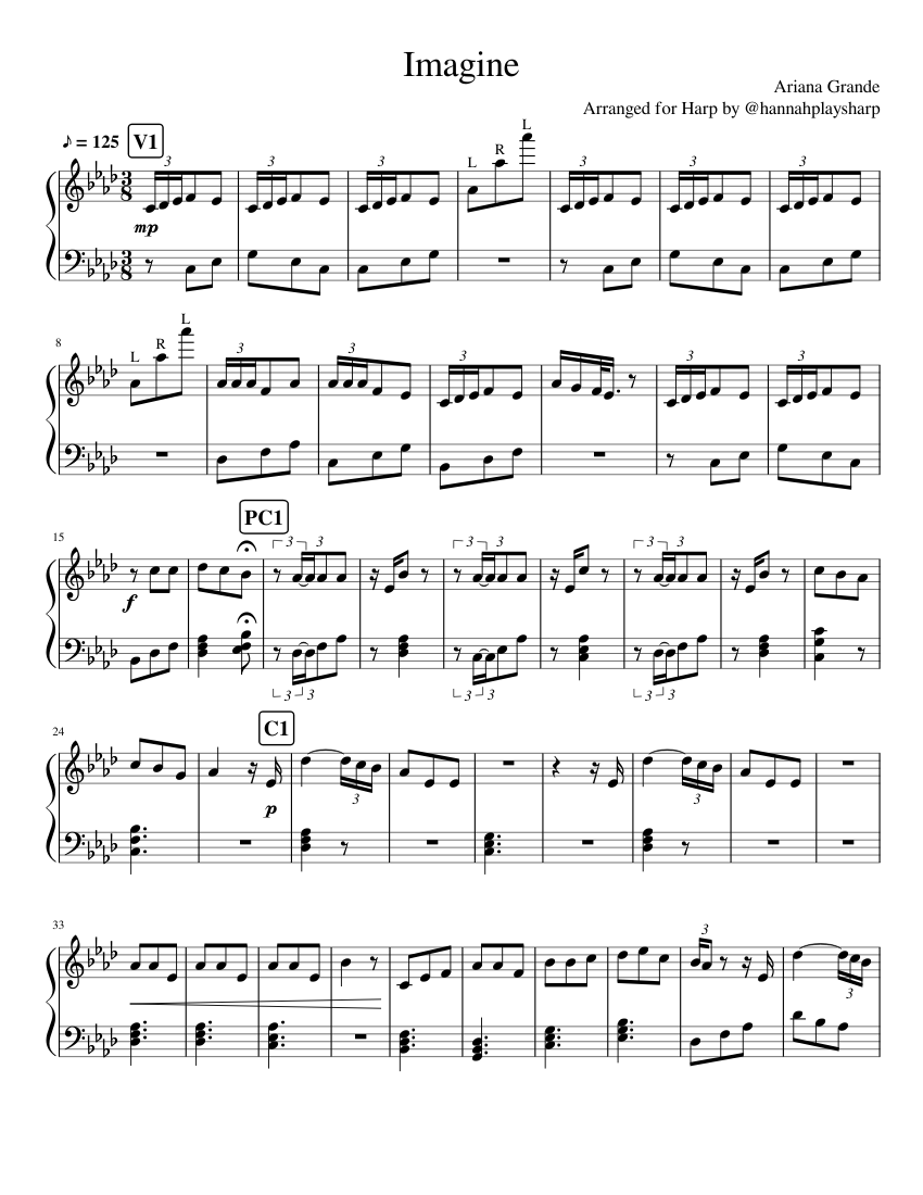 Imagine - Ariana Grande Sheet music for Harp (Solo) | Musescore.com