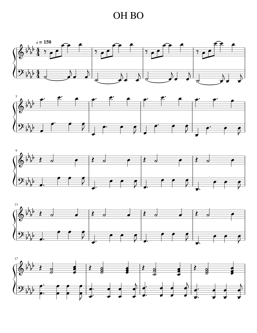 Oh Bo - Bo Burnham Sheet Music for Piano (Solo) | MuseScore.com
