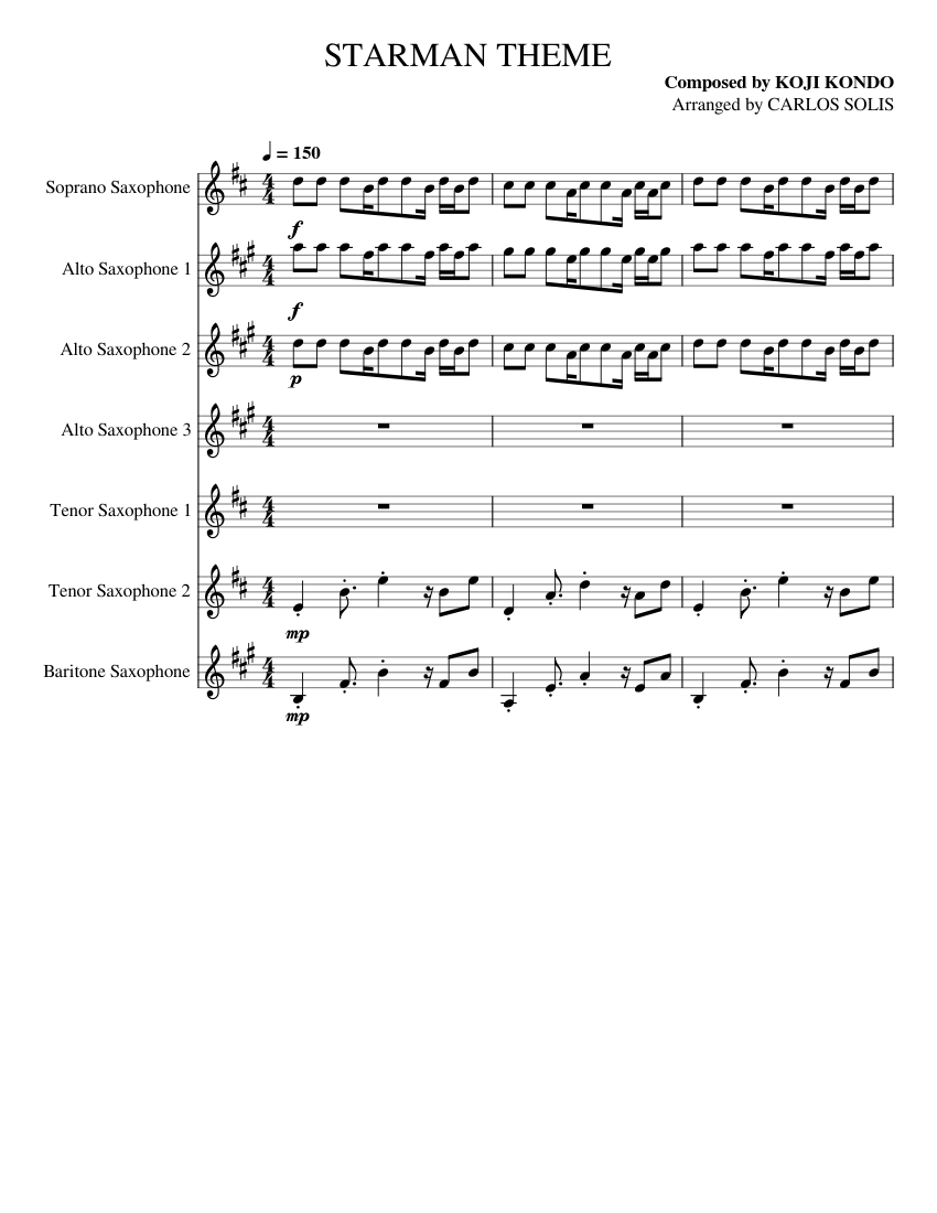 STARMAN THEME (SUPER MARIO BROS.) by CARLIT0CHURRIT0 Sheet Music for Saxophone alto, Saxophone ...
