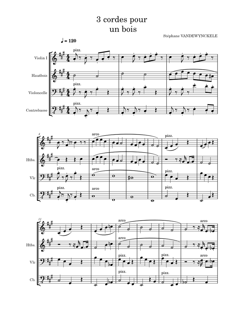 trois cordes et un bois - VANDEWYNCKELE Stéphane Sheet music for Oboe ...