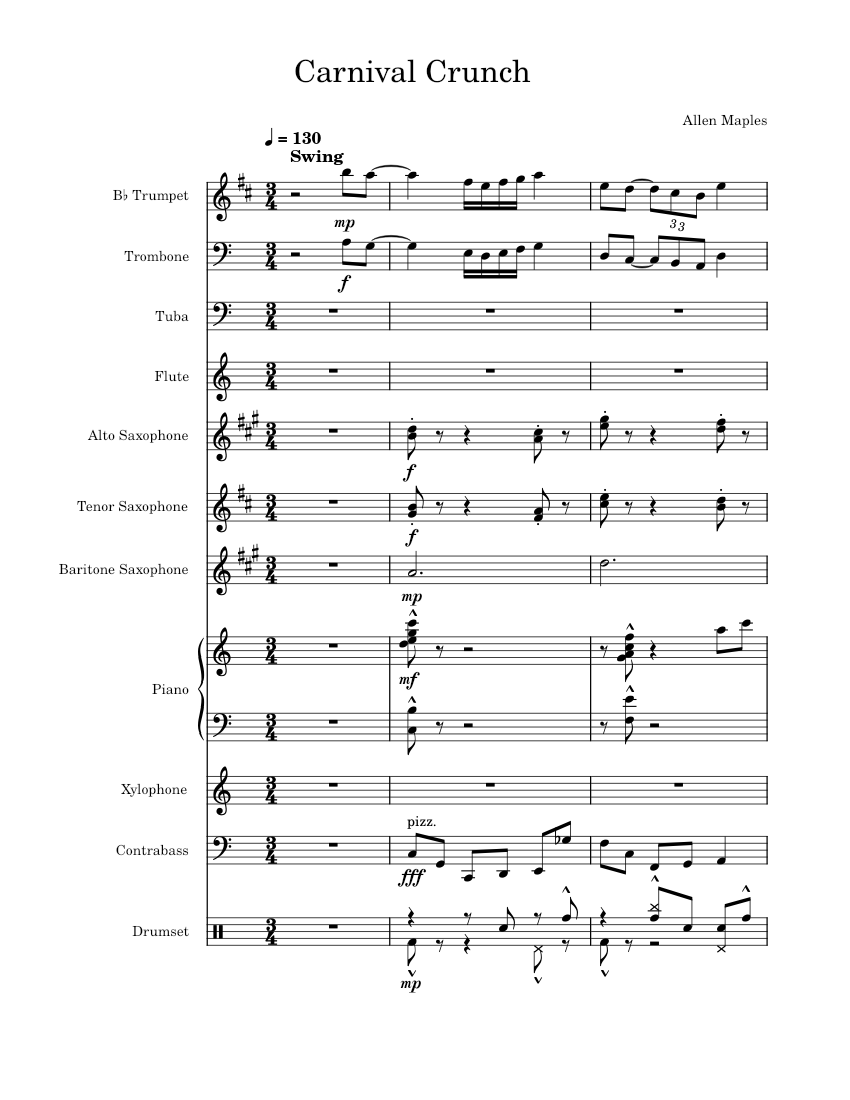 Carnival Crunch Sheet music for Piano, Trombone, Tuba, Flute & more ...