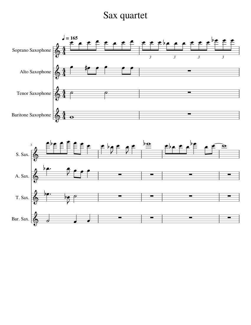 Sax quartet Sheet music for Saxophone alto, Saxophone tenor, Saxophone ...