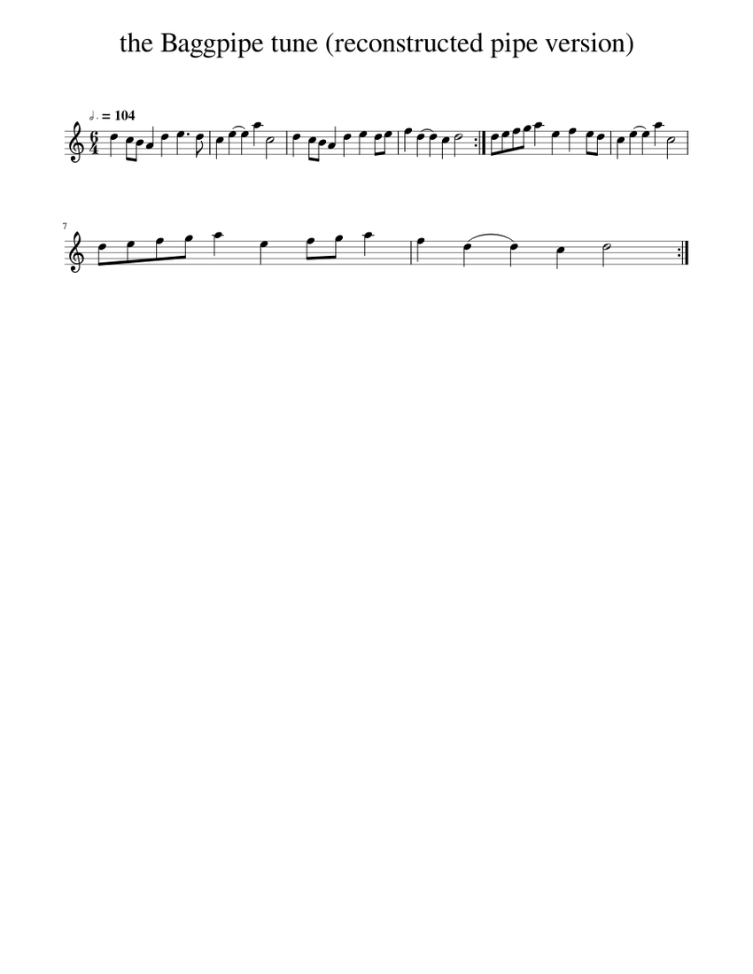 the Baggpipe tune (reconstructed pipe version) Sheet music for Piano ...