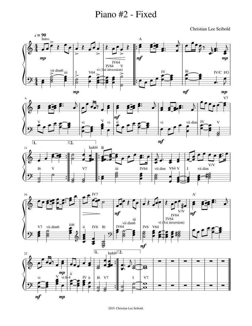 Piano #2 Sheet music for Piano (Solo) Easy | Musescore.com