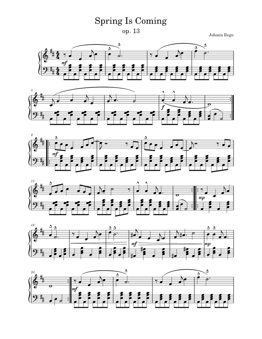 Spring Is Coming Sheet Music for Piano (Solo) Easy | MuseScore.com