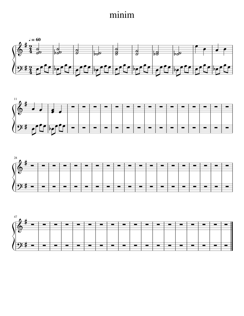 minim Sheet music for Piano (Solo) Easy | Musescore.com