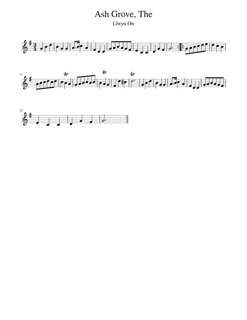 The Ash Grove Sheet music for Piano (Solo) Easy | Musescore.com