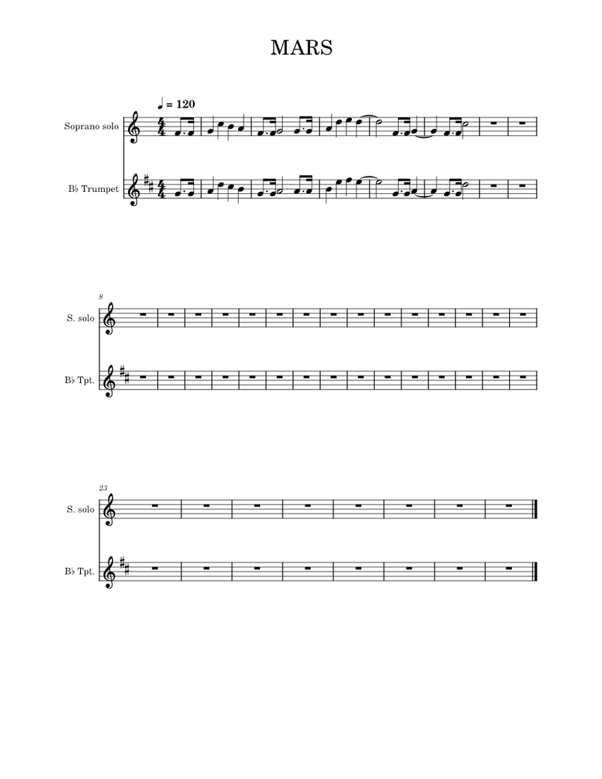 MARS Sheet music for Soprano, Trumpet in b-flat (Mixed Duet ...