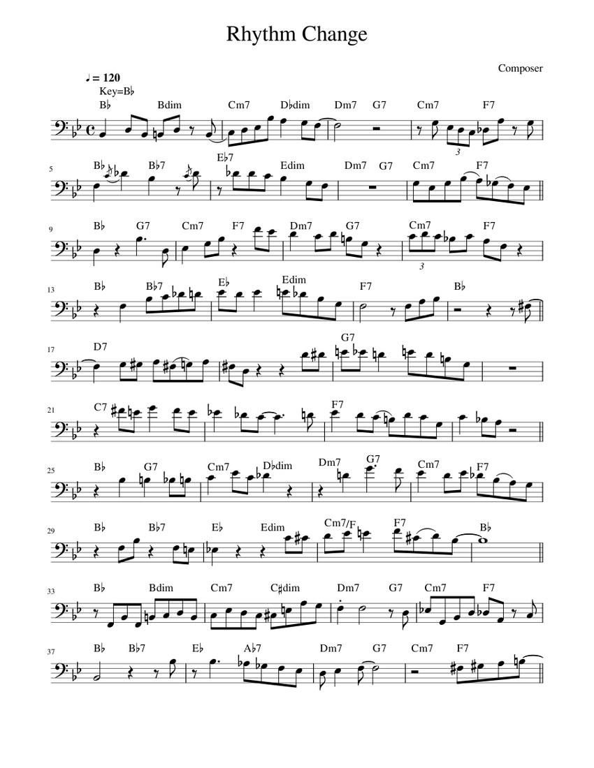 ★Rhythm Change Sheet Music for Piano (Solo) Easy | MuseScore.com