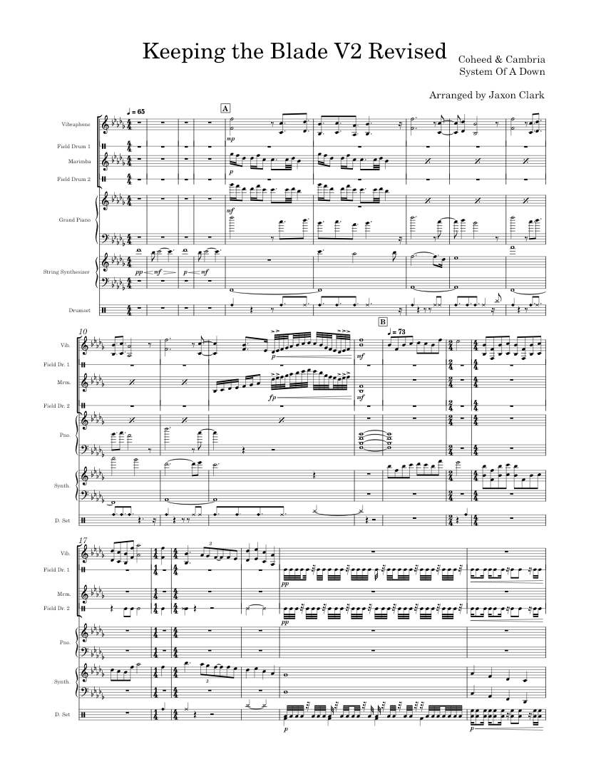 Keeping The Blade - Coheed And Cambria (V2) Sheet Music for Piano ...