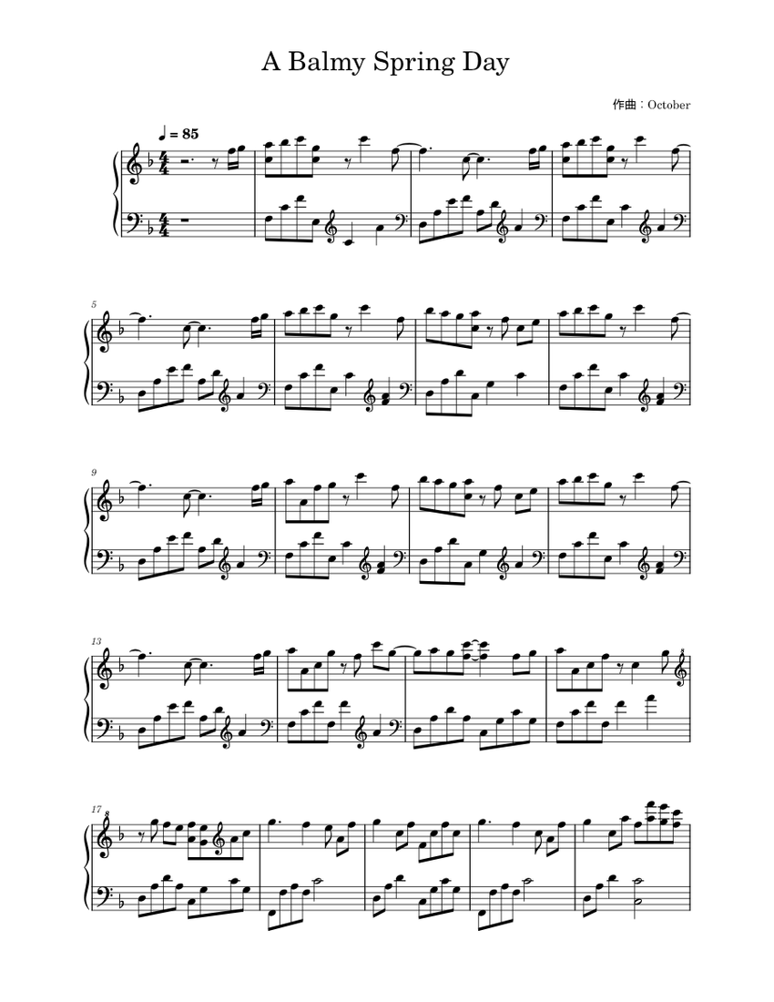 A Balmy Spring Day - October Sheet music for Piano (Solo) | Musescore.com
