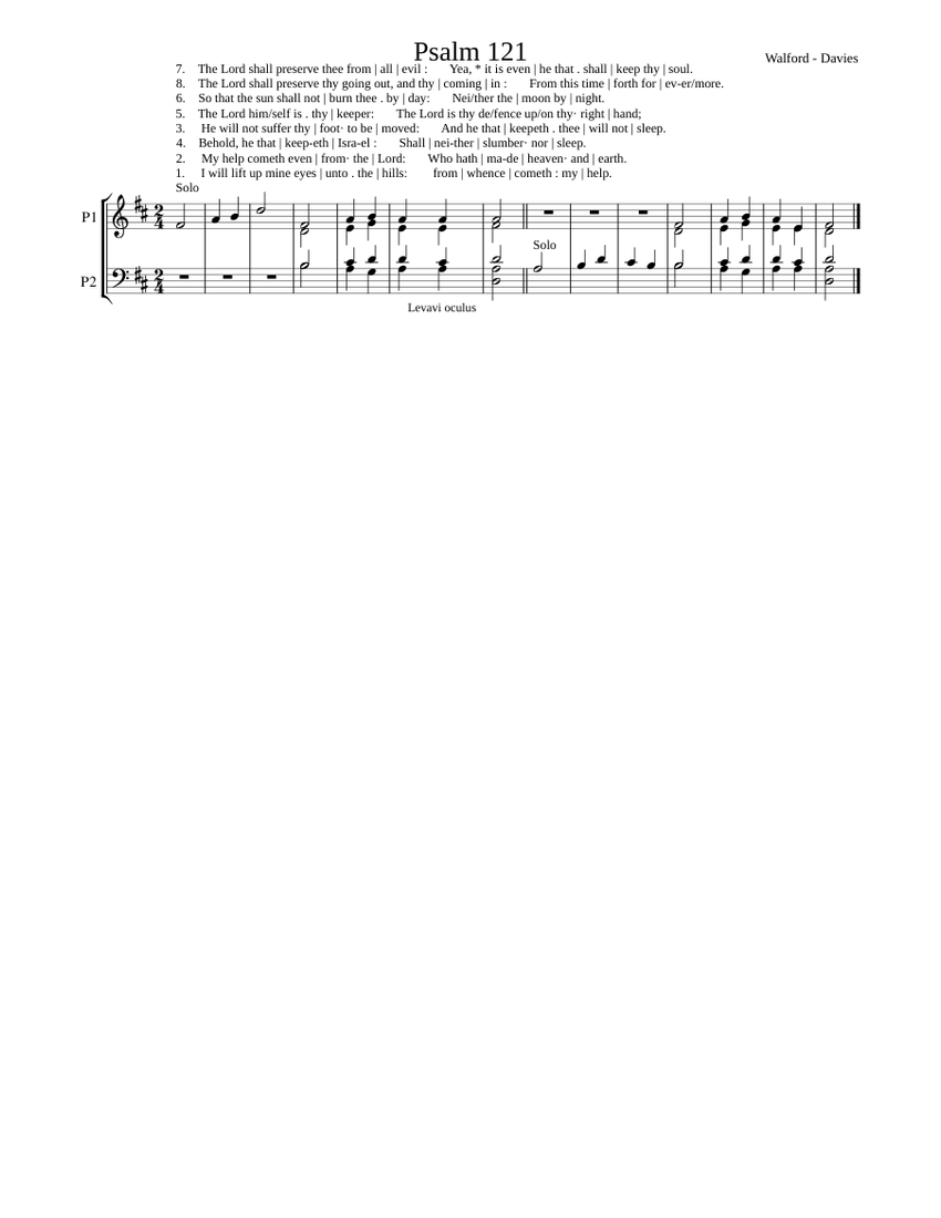 Psalm 121 - Henry Walford Davies Sheet music for Piano, Soprano (Piano ...
