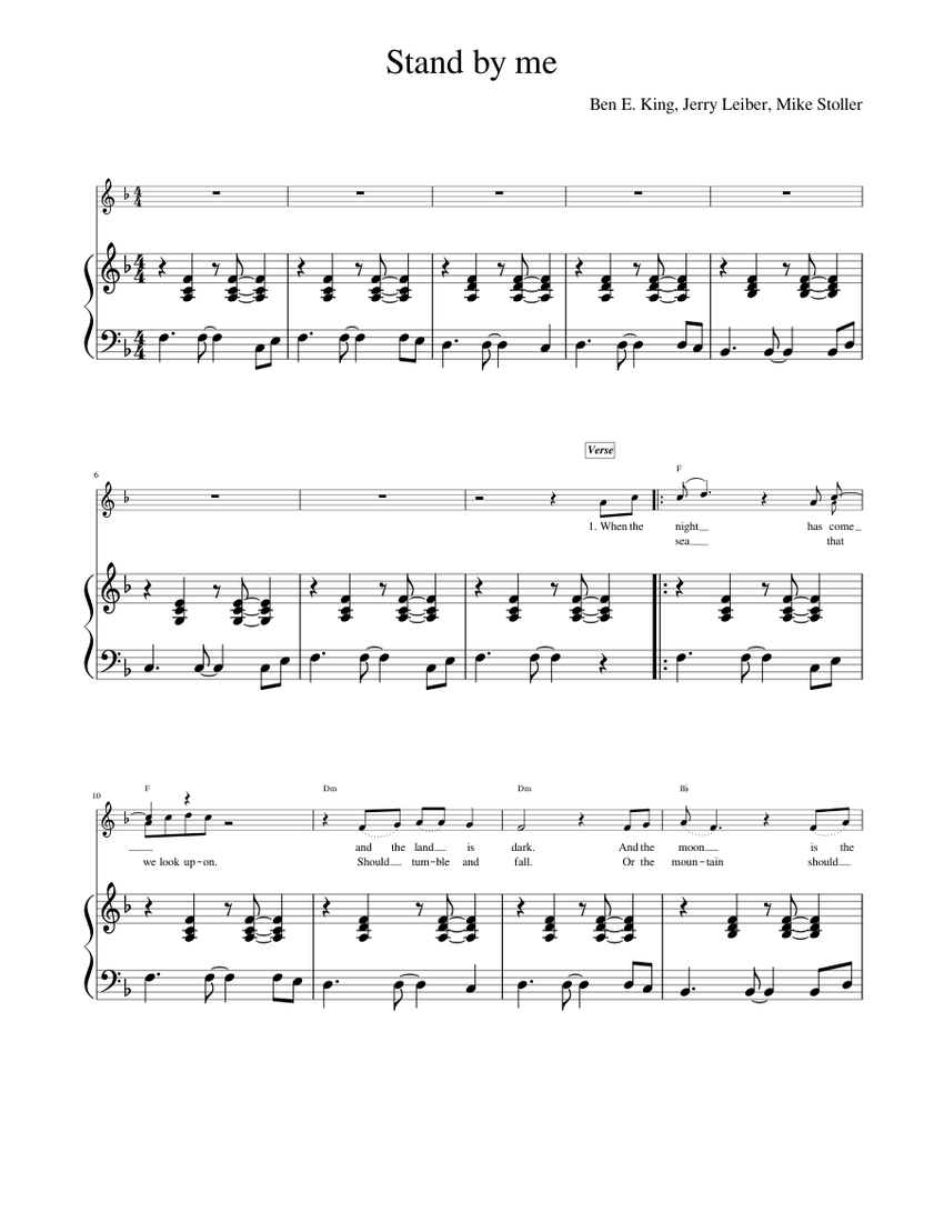 Stand by me Sheet Music with Chords for Piano, Vocals (Solo ...