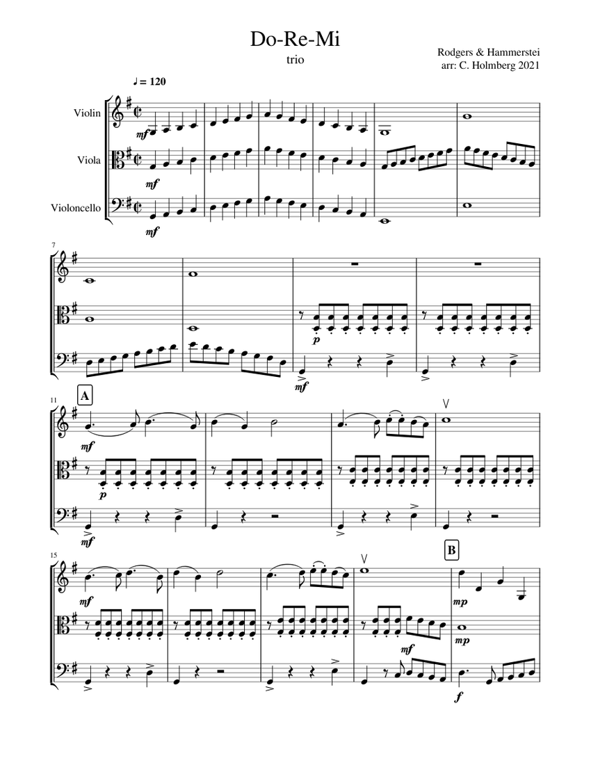 Do-re-mi – Rodgers & Hammerstein Sheet Music for Violin, Viola, Cello ...