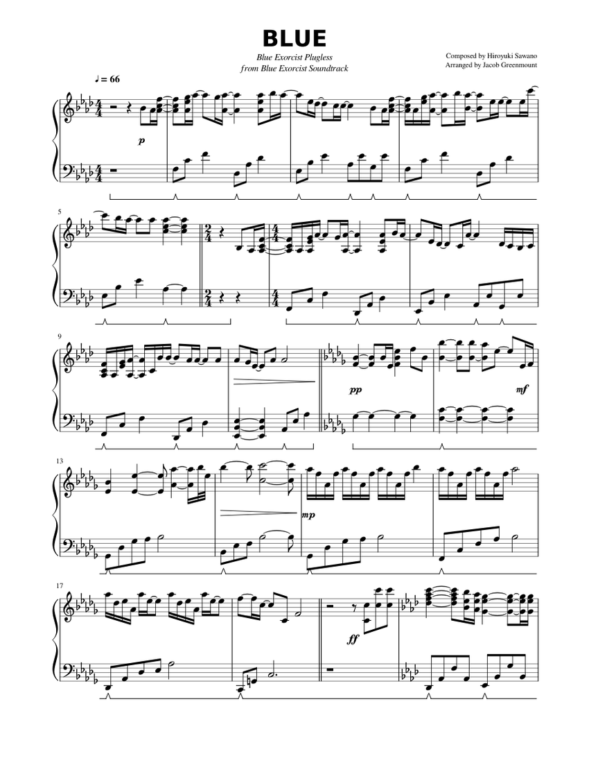 BLUE (pfs) Sheet music for Piano (Solo) | Musescore.com