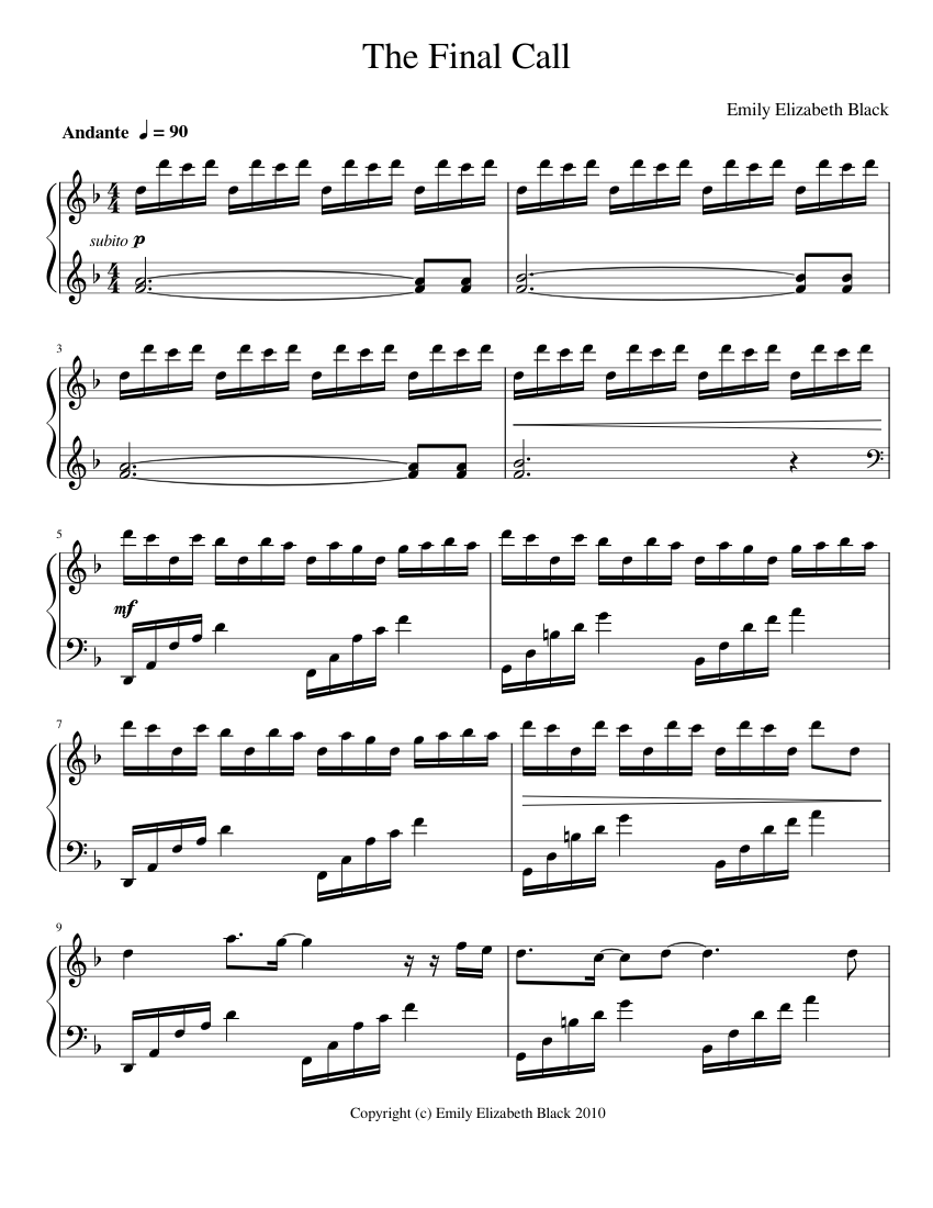 The Final Call Sheet Music for Piano (Solo) | MuseScore.com