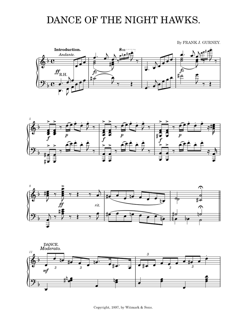 Dance of the Night Hawks (1897) Sheet music for Piano (Solo ...