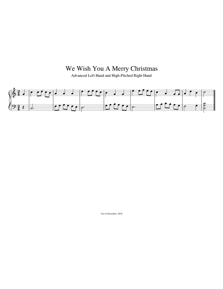 We Wish You A Merry Christmas Sheet music for Piano (Solo) Easy ...