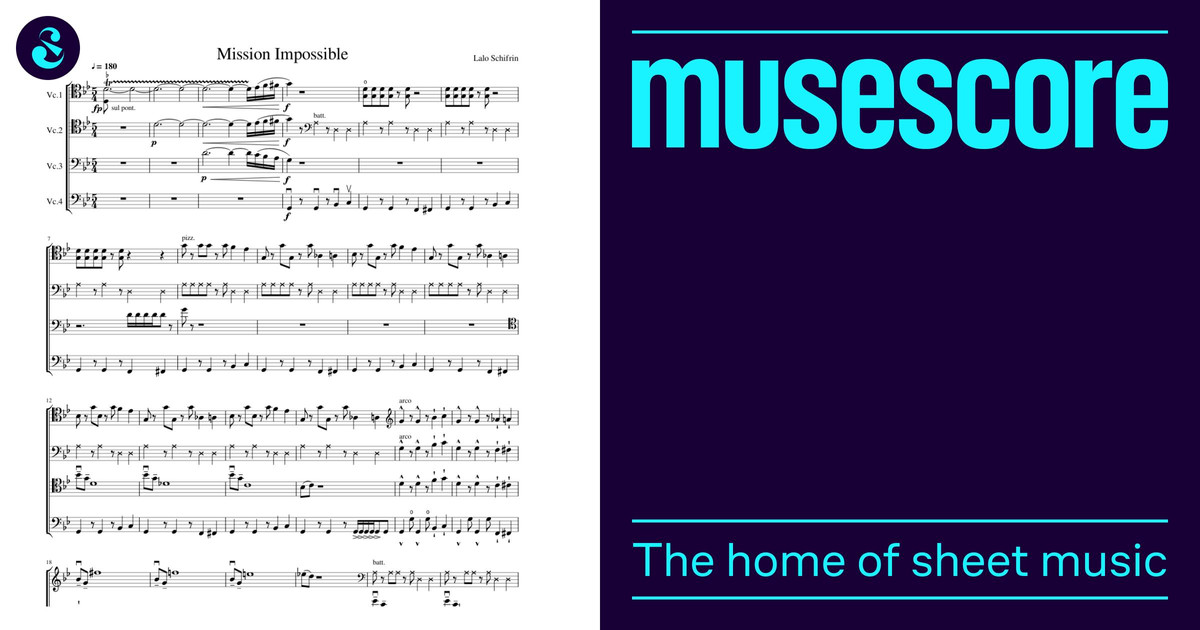 Mission Impossible Sheet Music for Cello (String Ensemble) | MuseScore.com