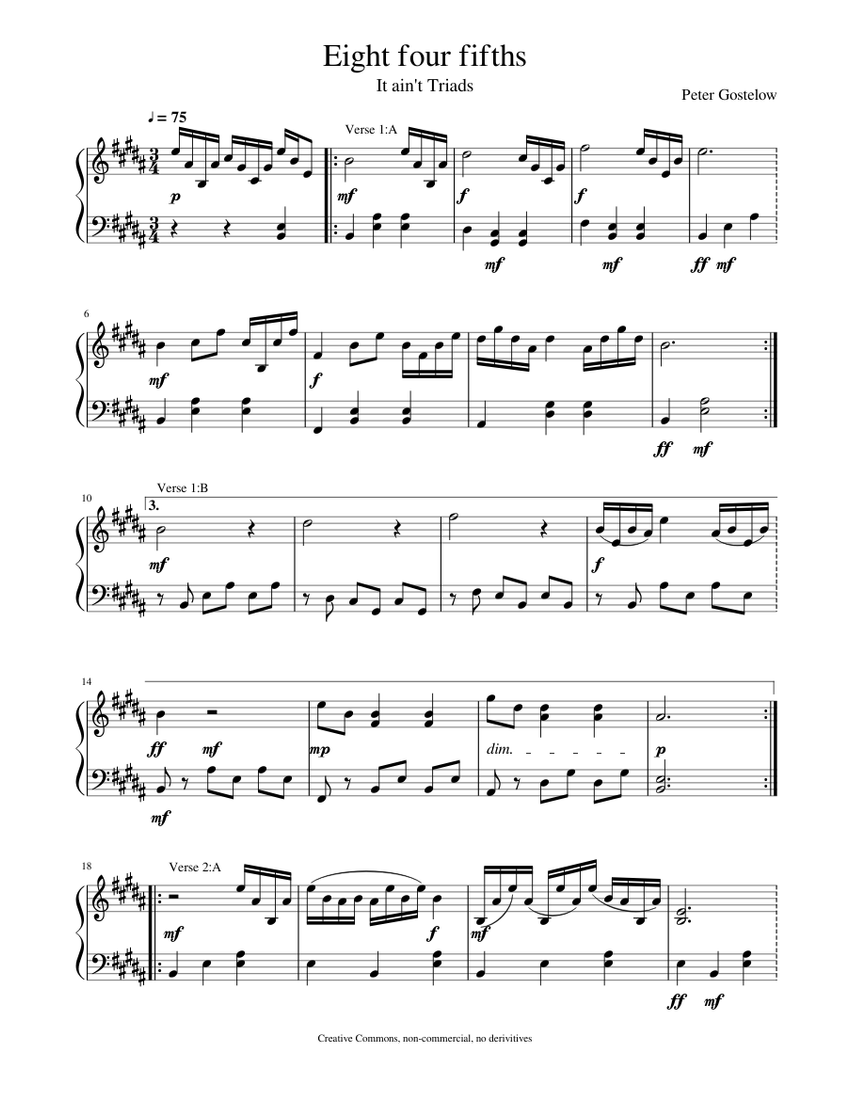 Eight four fifths Sheet music for Piano (Solo) Easy | Musescore.com