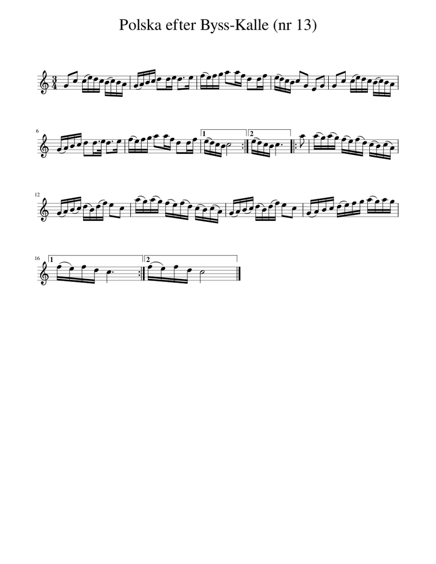 Polska efter Byss-Kalle (nr 13) Sheet music for Piano (Solo ...