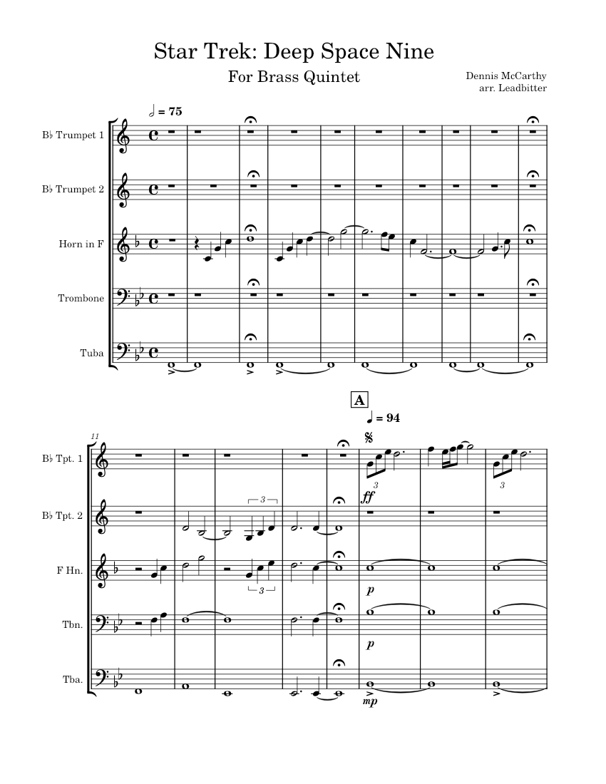 Star Trek Deep Space Nine - Main Title – Dennis McCarthy For Brass ...