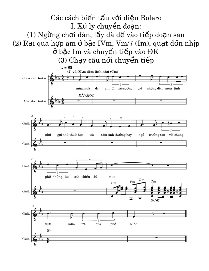 Các cách biến tấu với điệu Bolero Sheet music for Guitar (Mixed Duet) | Musescore.com