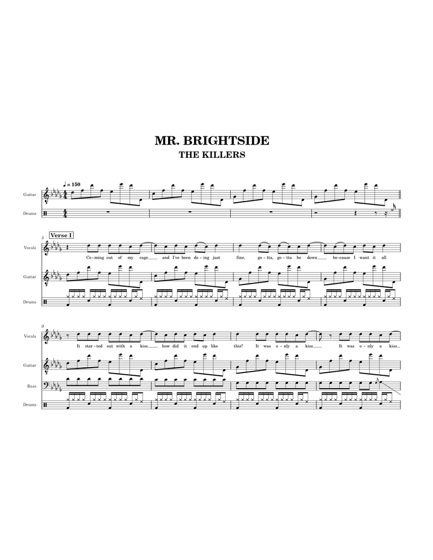 Mr. Brightside – The Killers [Full Transcription] Sheet Music for Piano ...