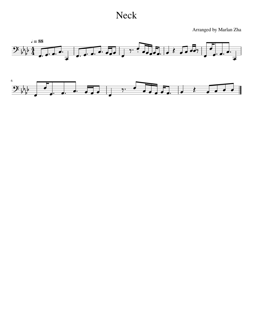 Neck Sheet Music for Tuba (Solo) | MuseScore.com