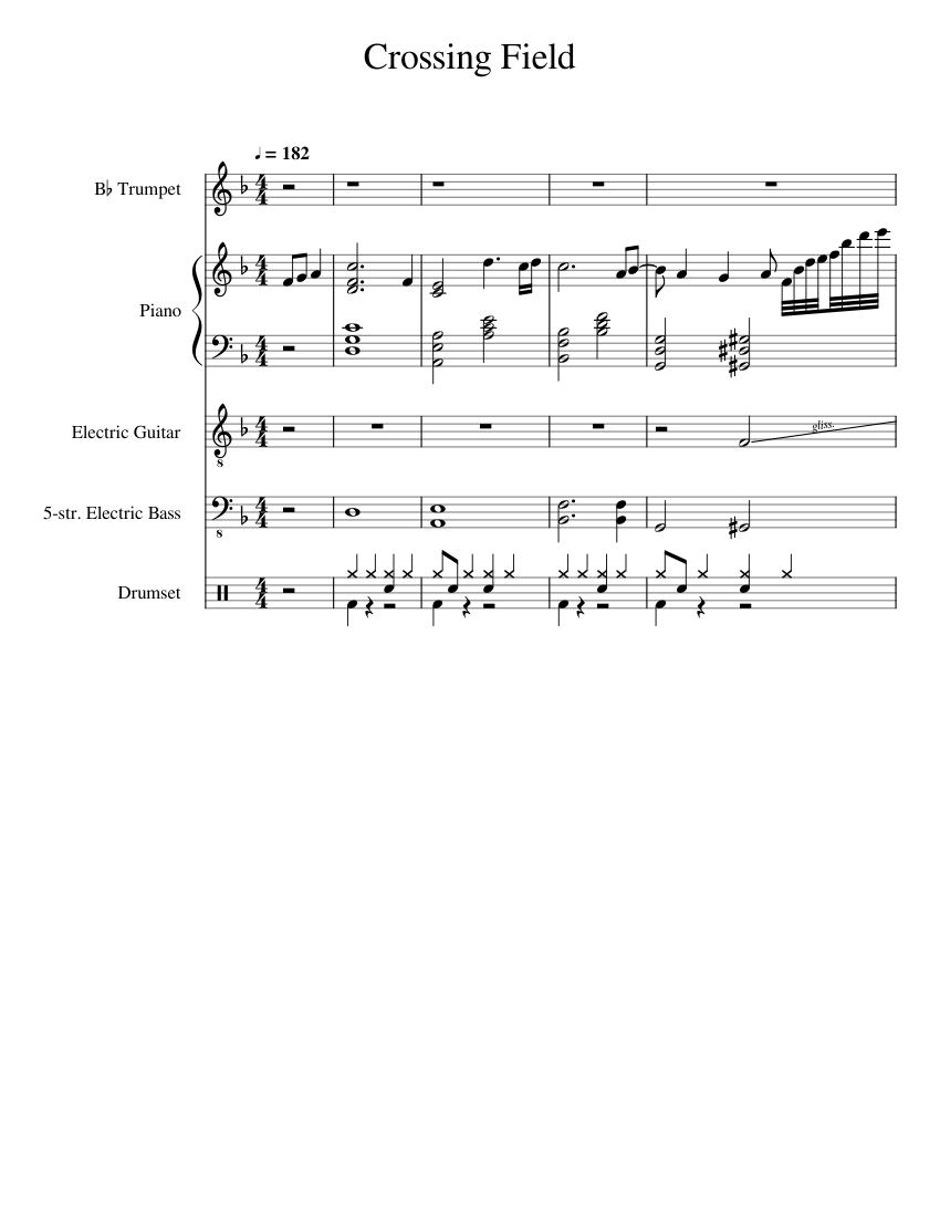 Crossing_Field Sheet music for Piano, Trumpet in b-flat, Guitar, Bass ...