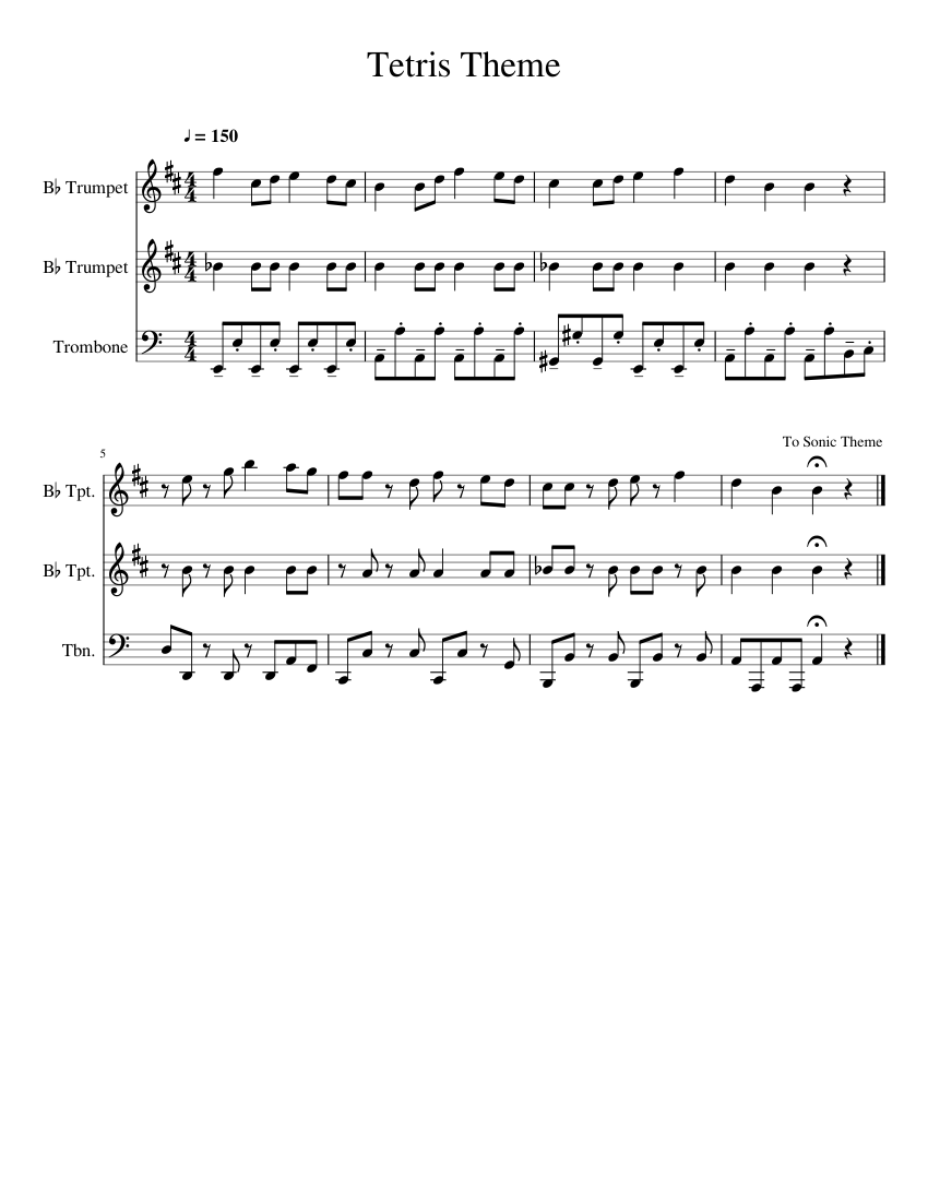 Tetris Theme Sheet music for Trombone, Trumpet other (Mixed Trio ...