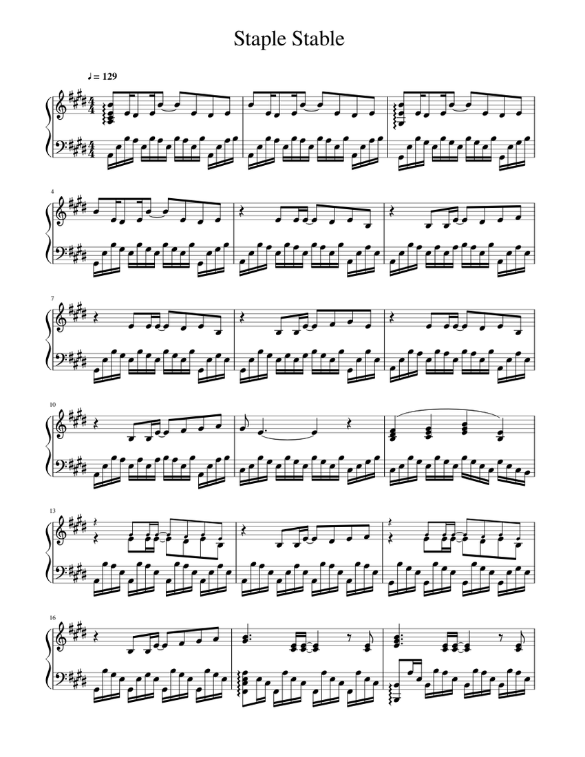 staple stable Sheet Music for Piano (Solo) | MuseScore.com