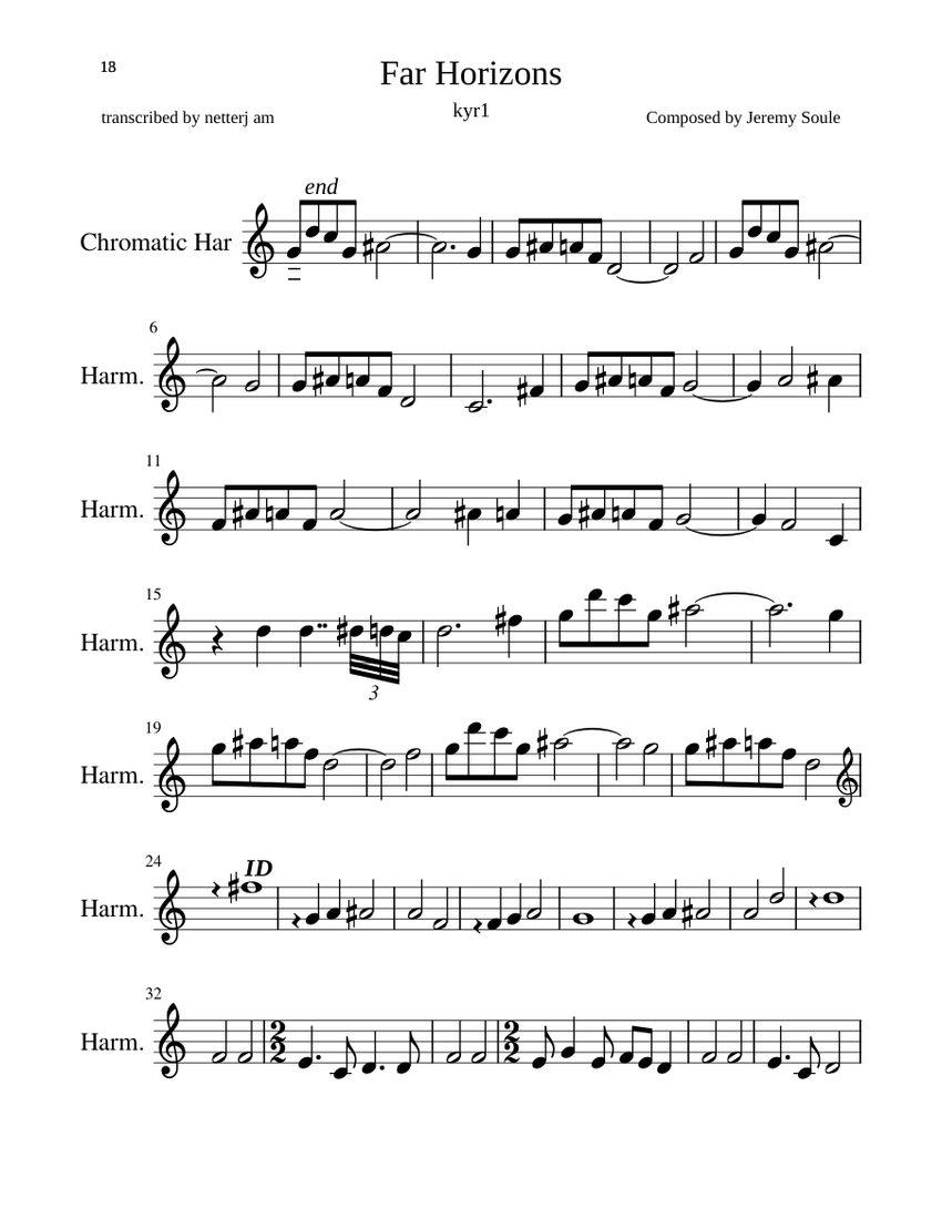 Far horizons – Jeremy Soule Far Horizons Sheet music for Harmonica ...