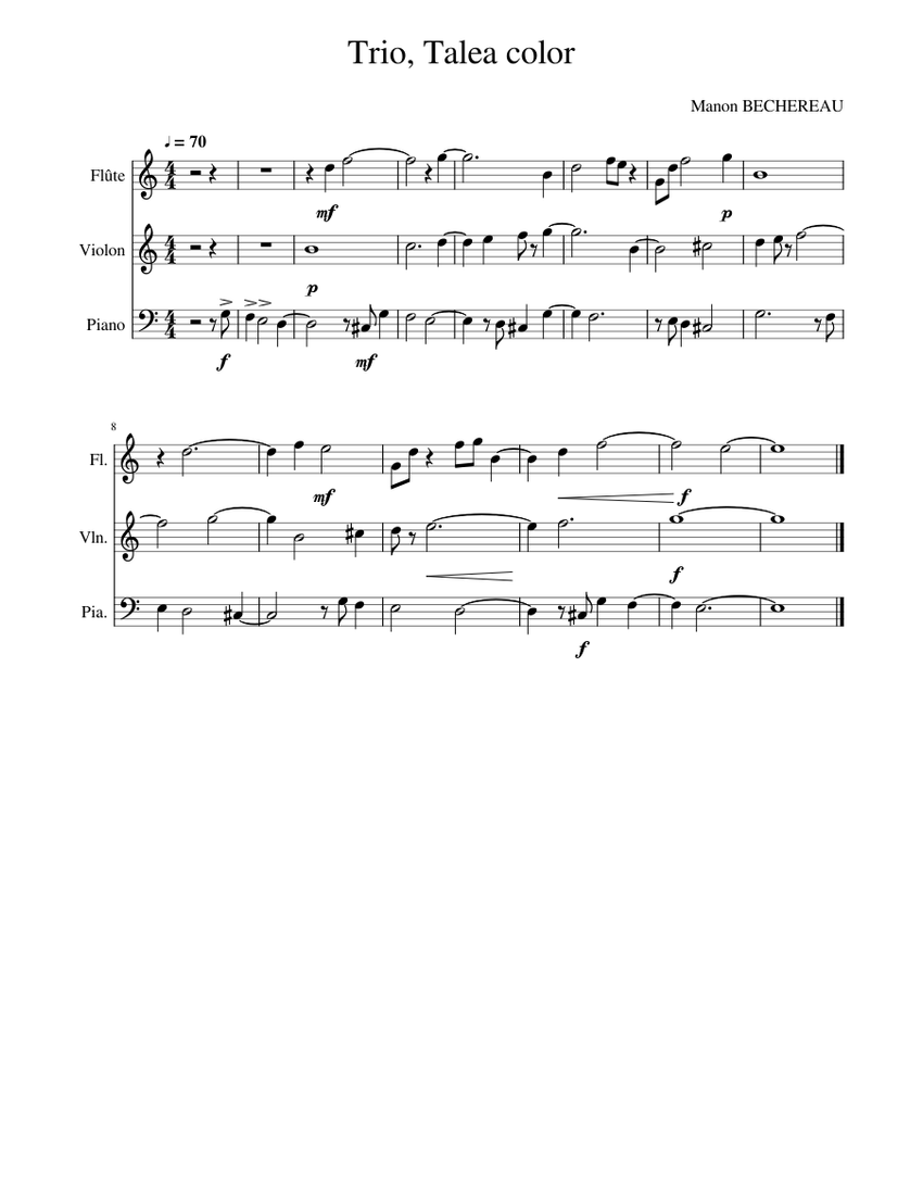 Trio Talea color R Sheet music for Piano, Flute, Violin (Mixed Trio ...
