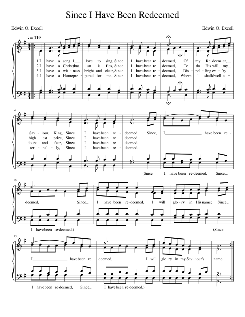 229 Since I Have Been Redeemed Sheet Music for Piano (Solo) | MuseScore.com