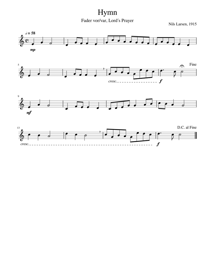 Hymn Sheet Music for Trumpet in b-flat (Solo) | MuseScore.com