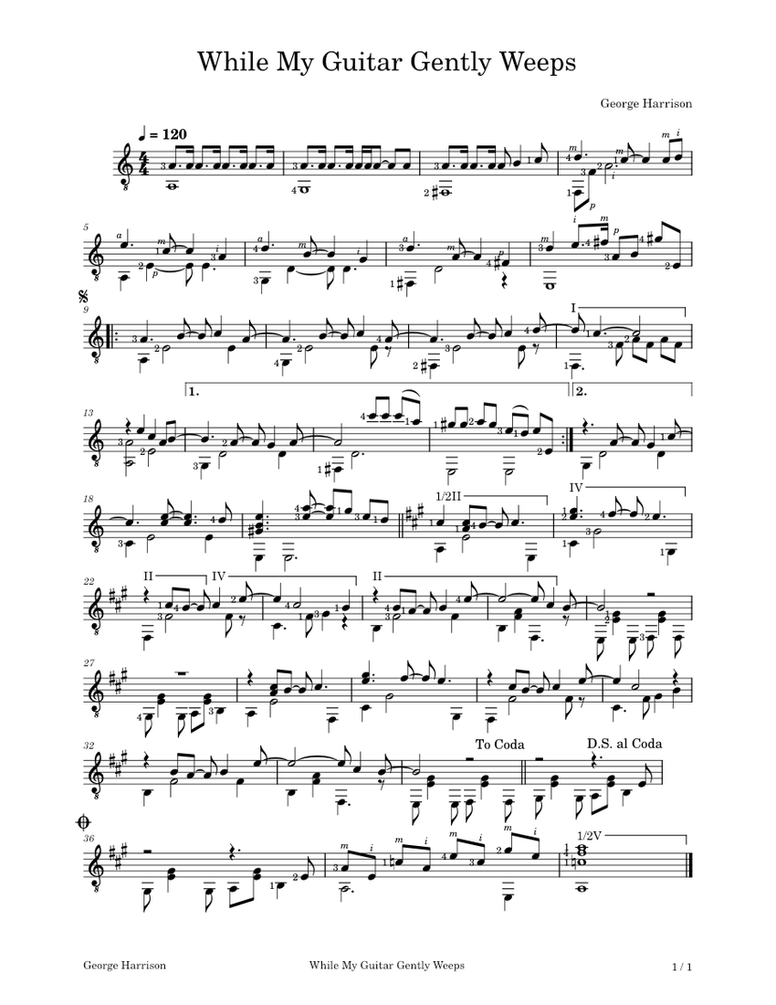 While My Guitar Gently Weeps-George Harrison-Gitarre Sheet music for ...