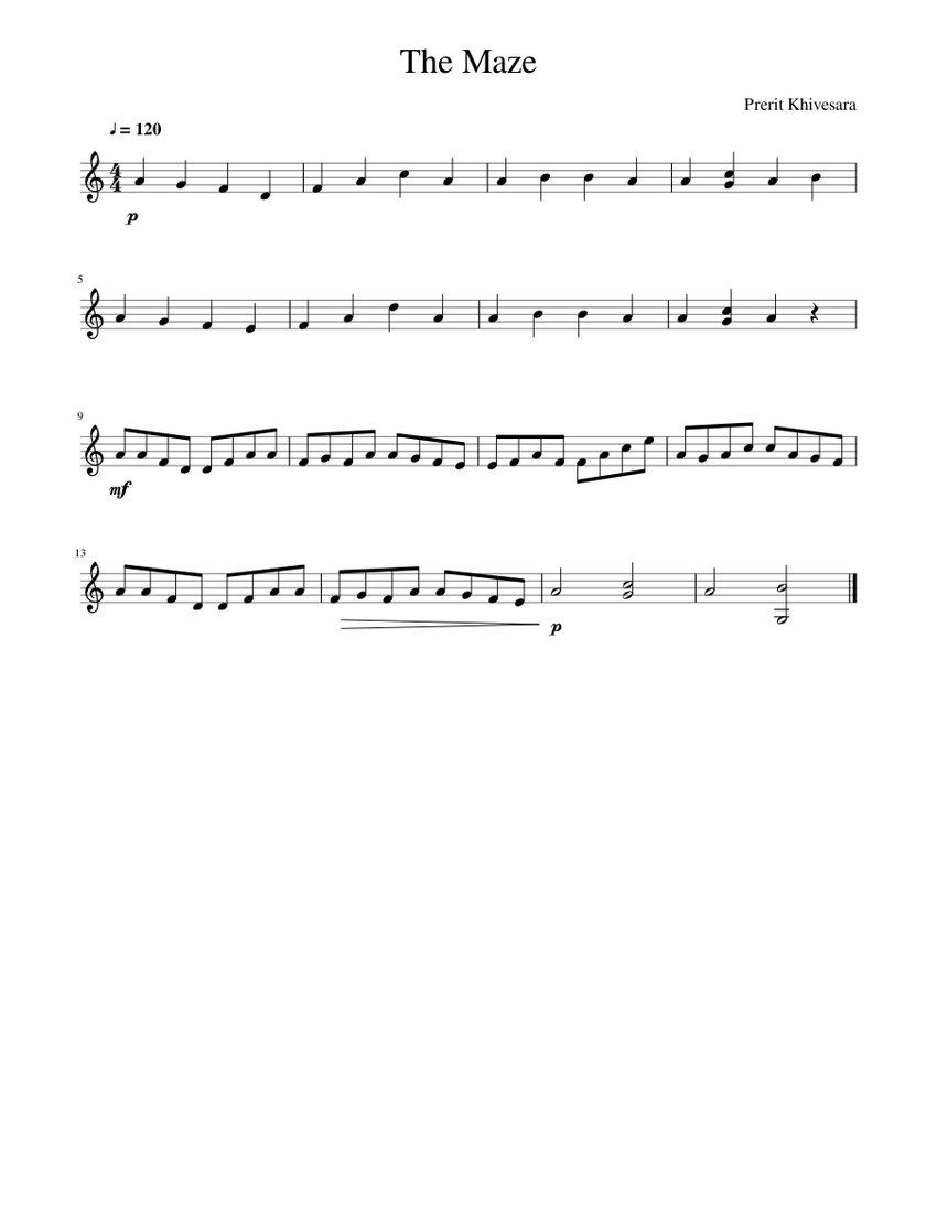 The Maze Sheet Music for Piano (Solo) easy | MuseScore.com