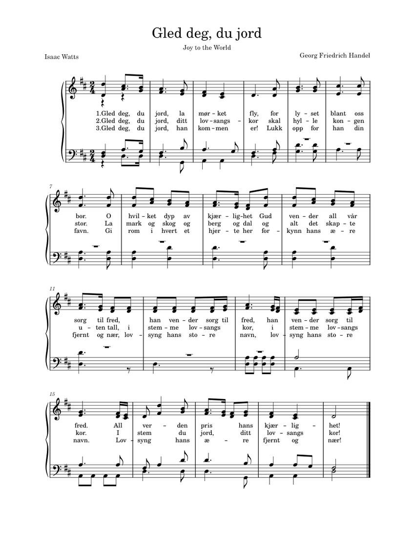Gled deg du jord – Isaac Watts Gled_deg,_du_jord Sheet music for Piano (Piano-Voice) | Musescore.com