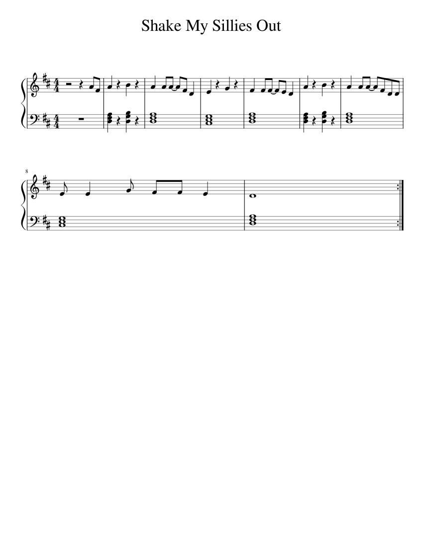 Shake My Sillies Out Sheet Music for Piano (Solo) easy | MuseScore.com