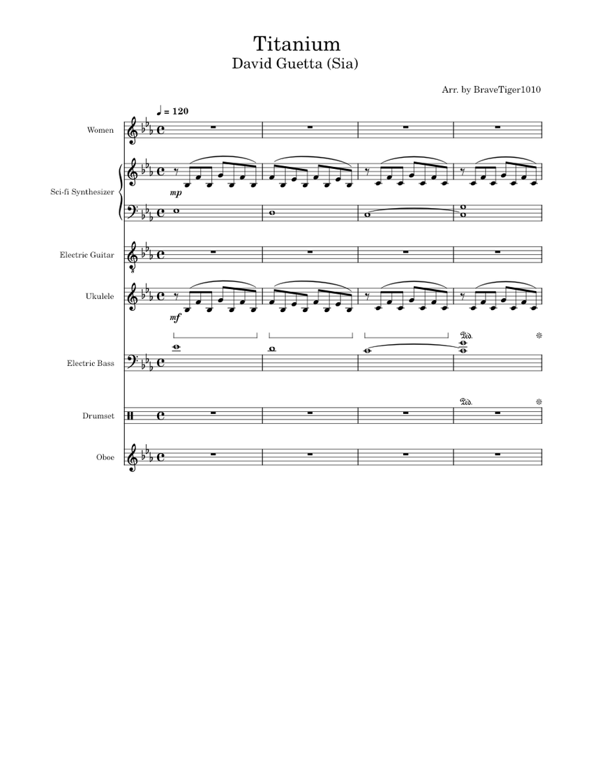 Titanium – Guetta, David, ft. Sia Sheet Music for Female, Oboe, Guitar, Bass guitar & more ...