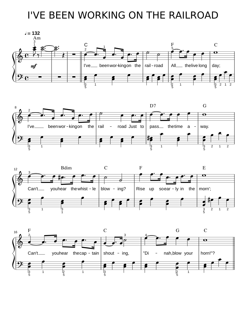 I've Been Working on the Railroad Sheet music for Piano (Solo ...