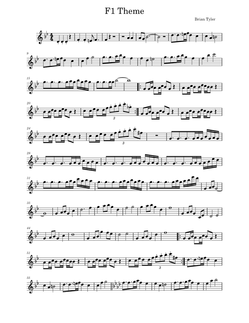 F1 Theme – Brian Tyler Sheet music for Piano (Solo) | Musescore.com