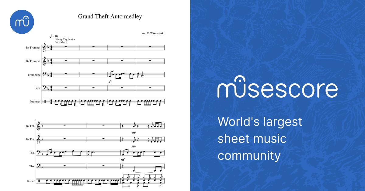 Grand Theft Auto Medley Sheet Music for Trombone, Tuba, Trumpet in b ...